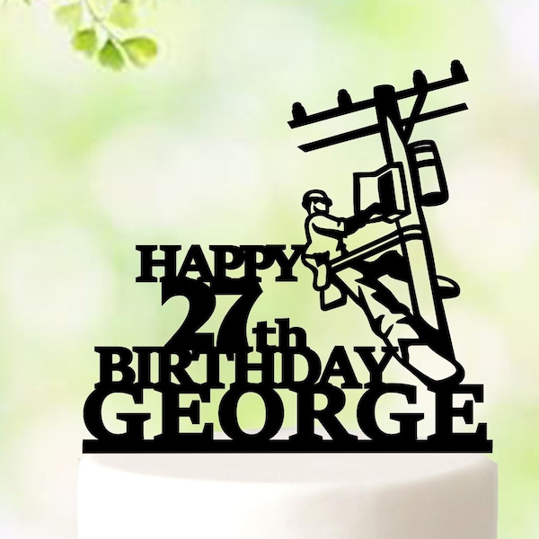 Lineman Birthday Cake Topper - Etsy