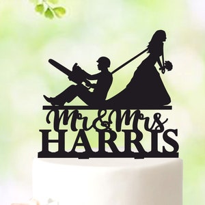 Lumberjack Wedding Cake Topper, Logger Cake Topper, Bride Dragging ...