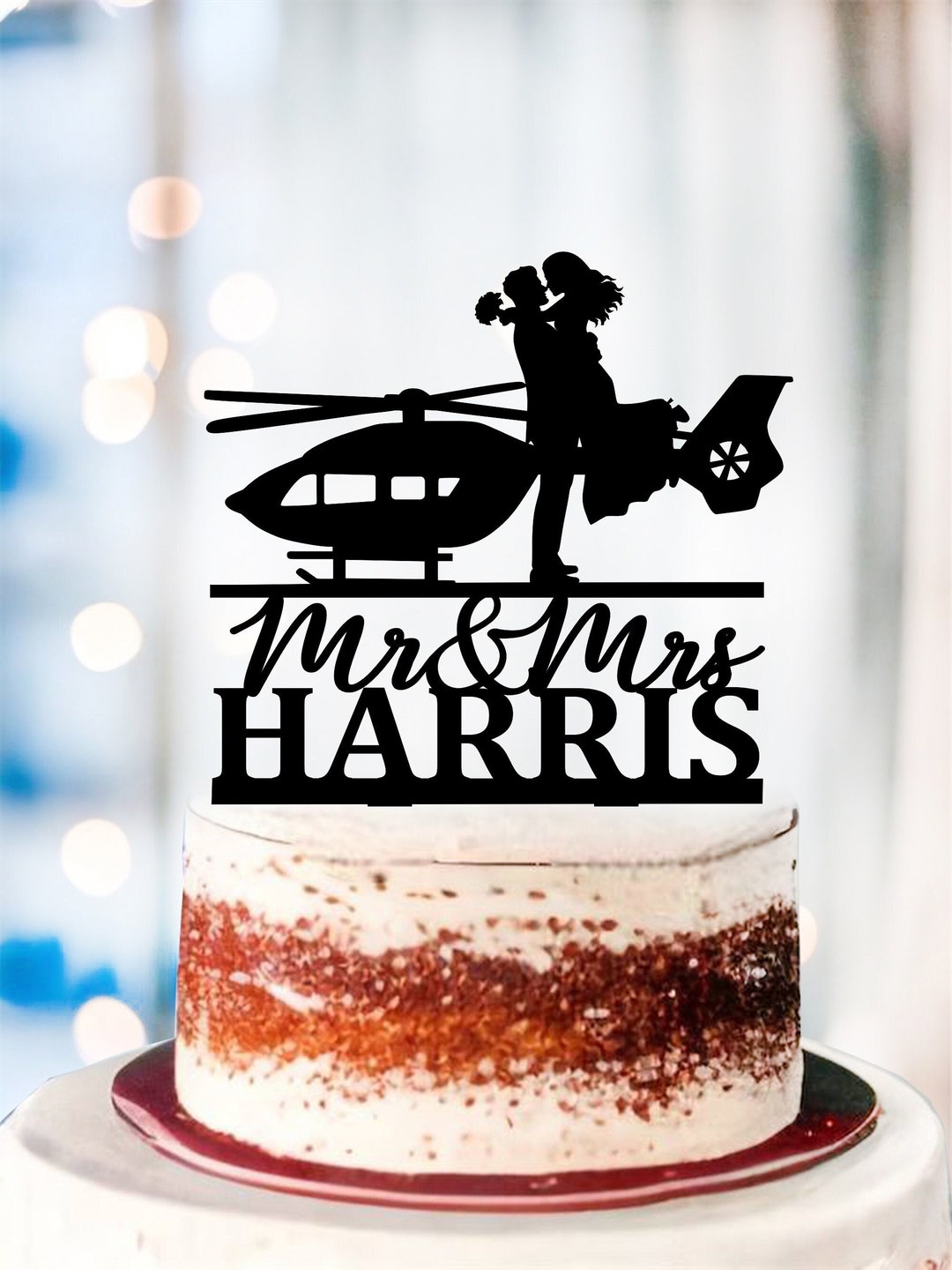 Helicopter Wedding Cake Topper, Mr & Mrs Personalized Wedding Cake ...