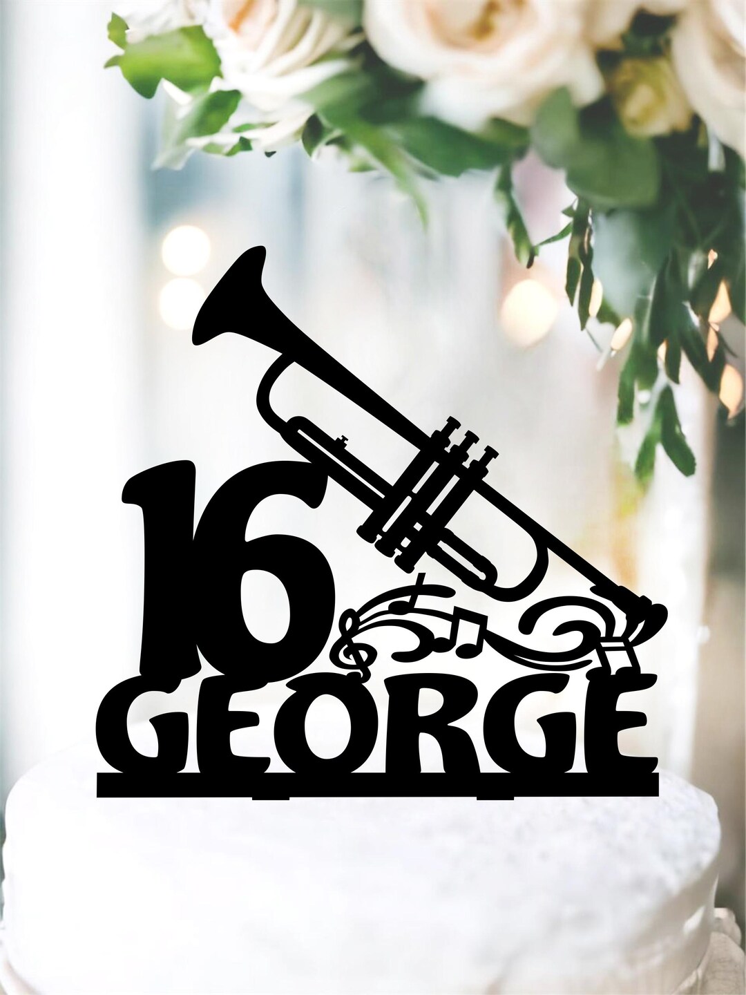 Trumpet Music Notes Cake Topper - Personalized Musician Birthday - Etsy