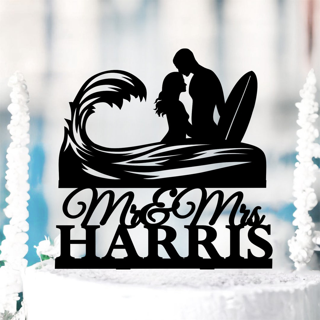 Surfing Wedding Cake Topper, Beach Cake Topper, Surfing Cake Topper ...