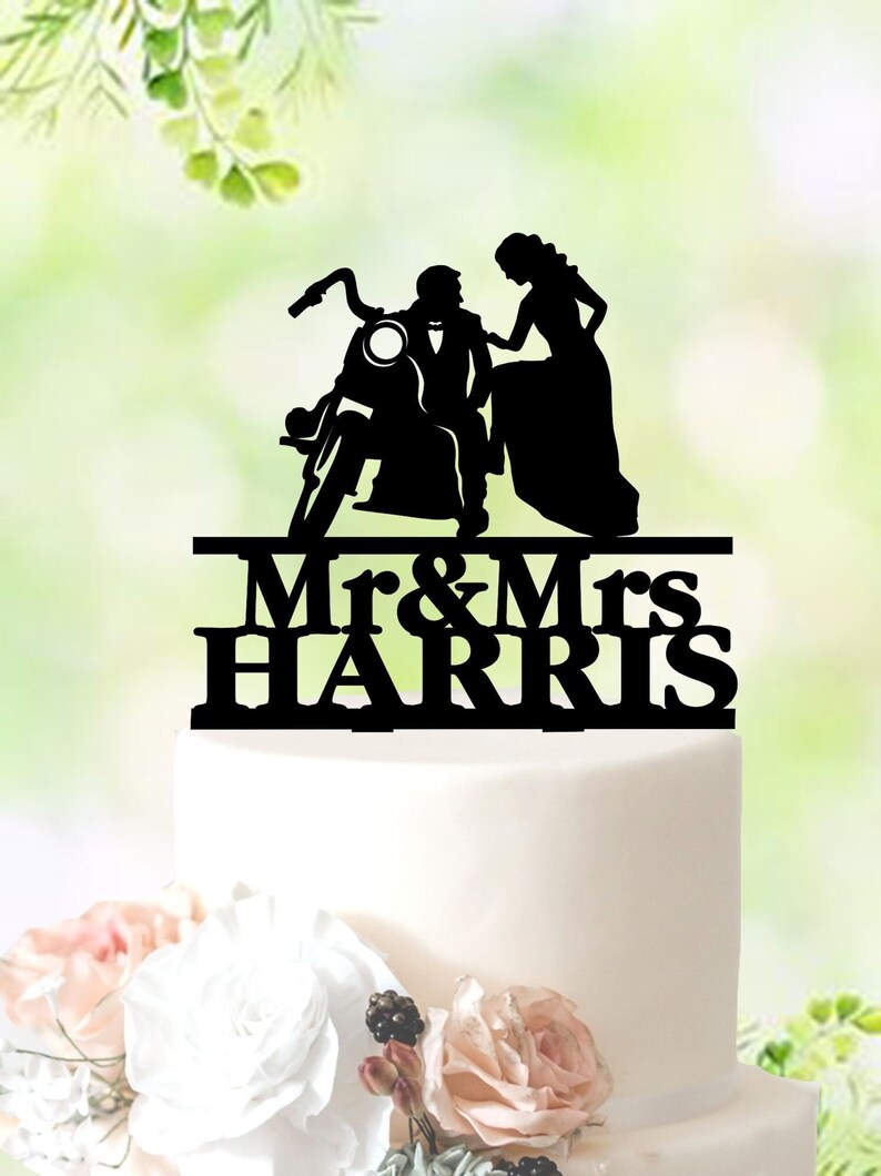 Biker Wedding Cake Topper Custom Wedding Topper Motorcycle - Etsy