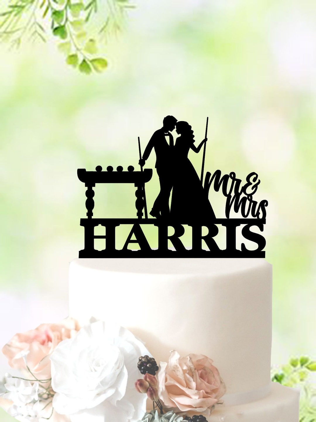 Billiard Cake Topper, Pool Wedding Cake Topper, Mr and Mrs Cake Toppers ...