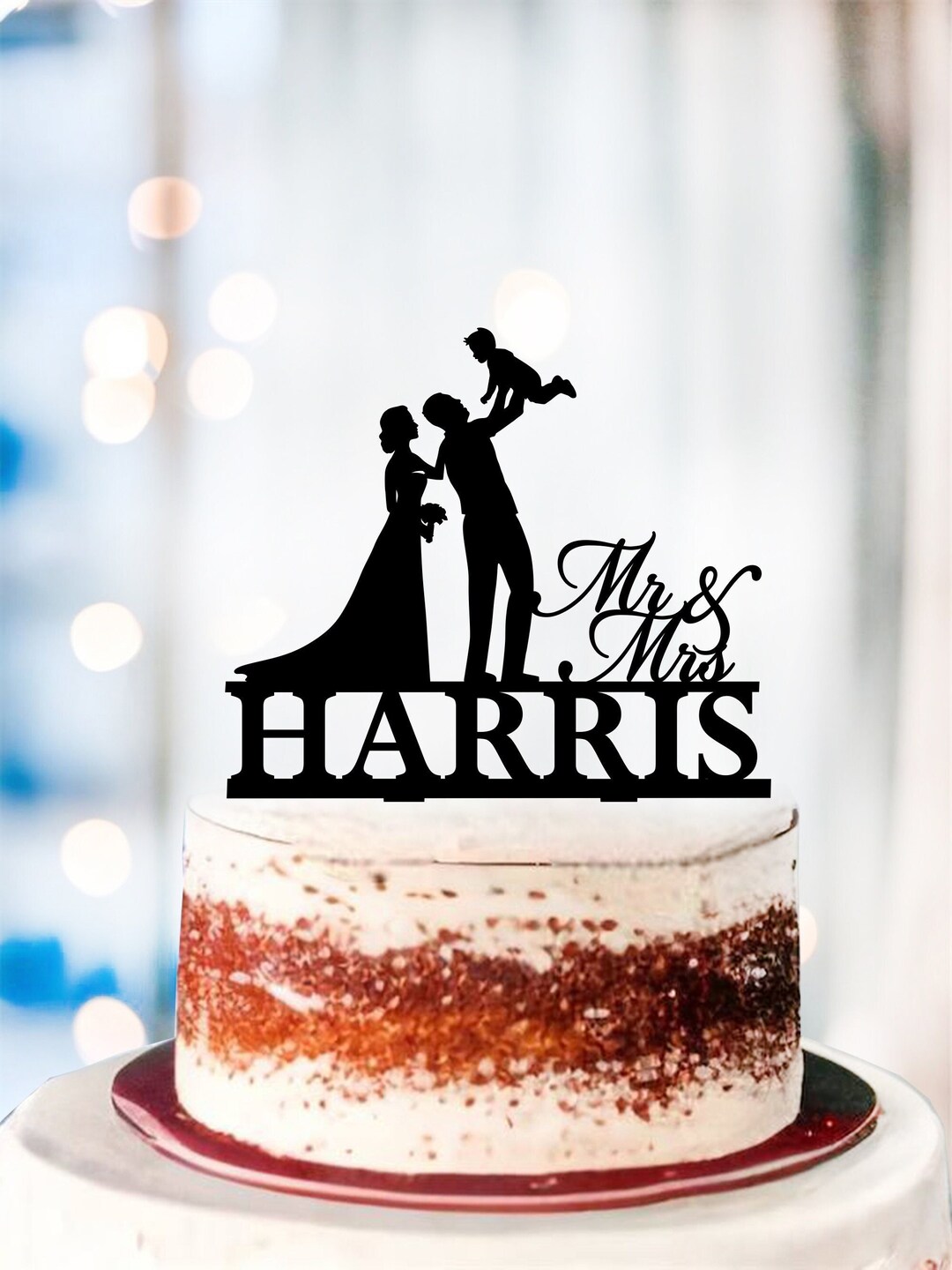 Family Cake Topper With Boy, Couple With Child Wedding Cake Topper ...