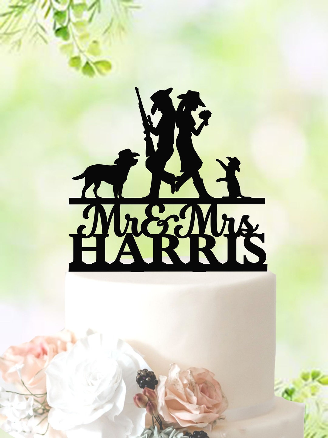 Cowboy Wedding Cake Topper, Country Cake Topper, Groom and Bride With ...