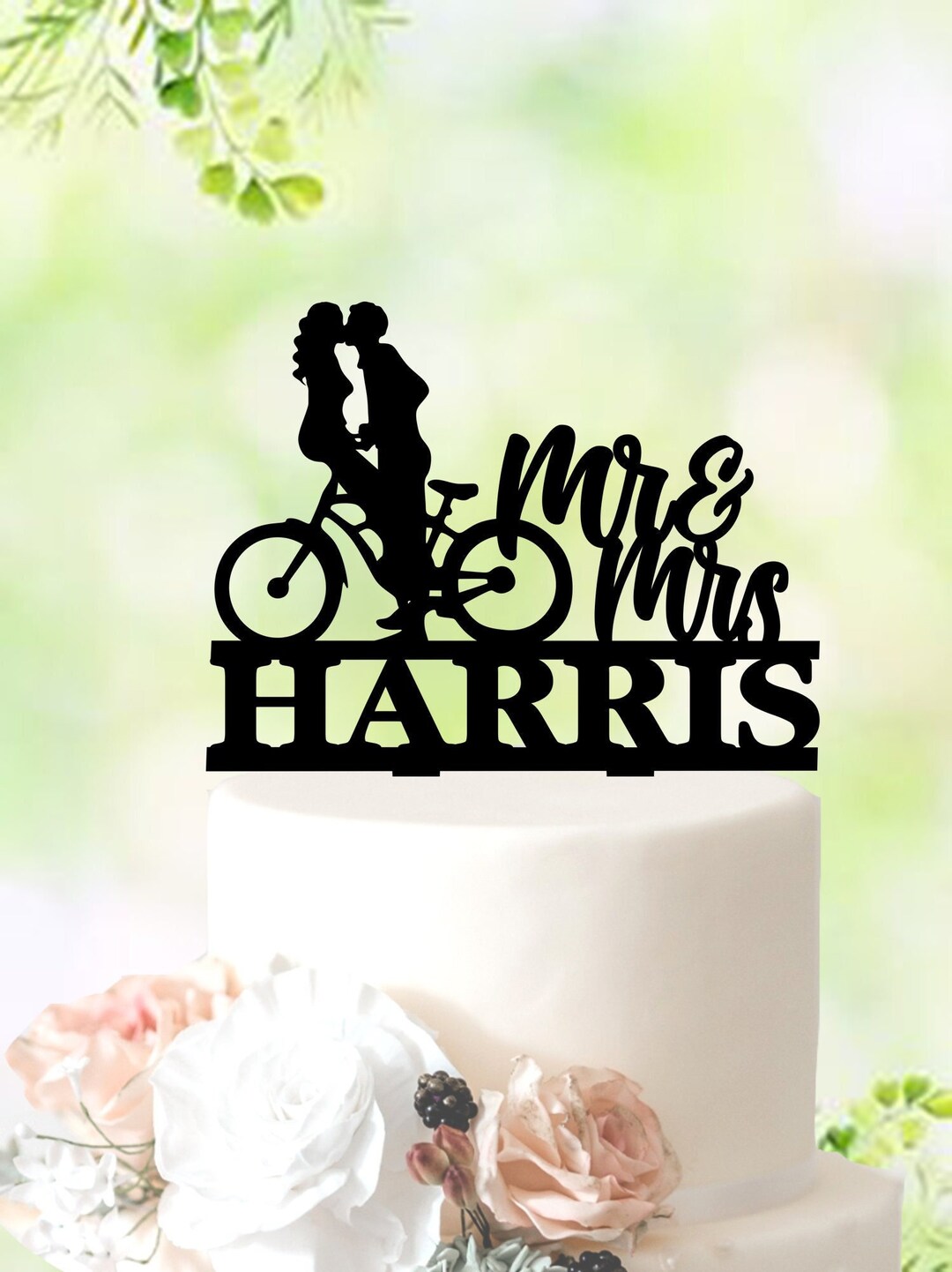 Bicycle Wedding Cake Topper: Personalized Mr & Mrs, Acrylic or Wood - Etsy
