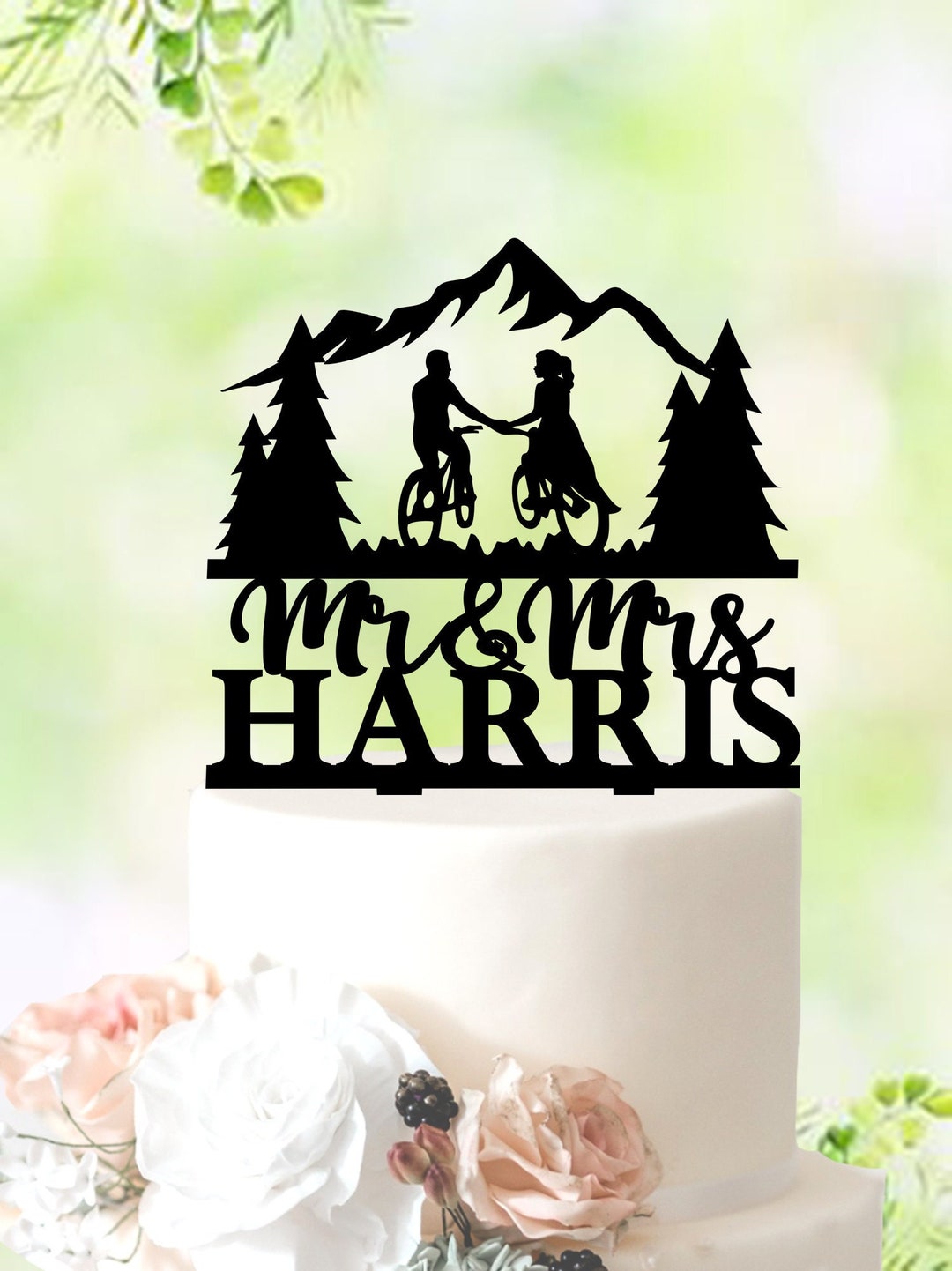 Bicycle Wedding Cake Topper, Bike Wedding Cake Topper, Bride and Groom ...