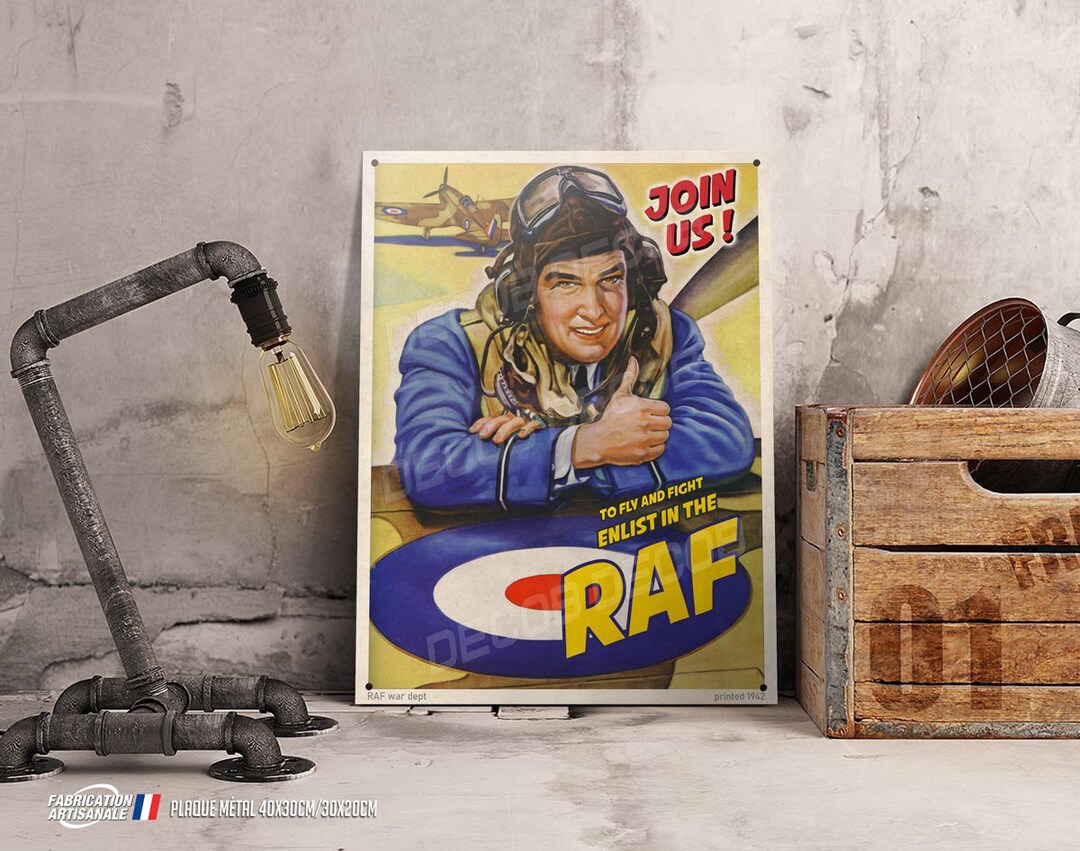 Vintage Decorative Metal Plaque Spitfire Fighter Pilot enlist in the ...