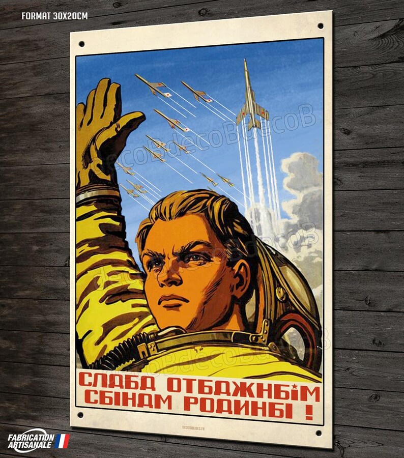 Deco Metal Plate Reproduction Poster of Propaganda Pilot & Soviet ...