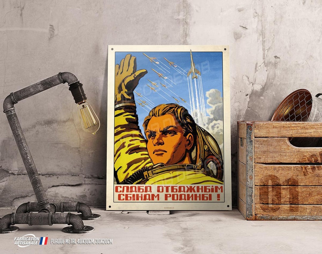 Deco Metal Plate Reproduction Poster of Propaganda Pilot & Soviet ...