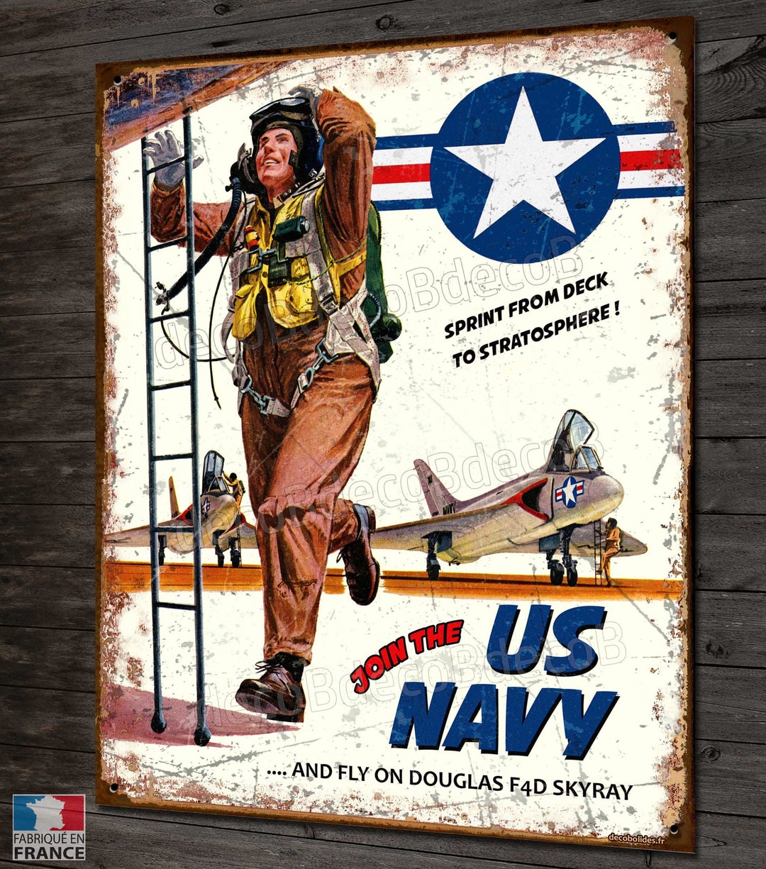 Metal Deco Plate Pilot US Navy Douglas F4D Skyray Aircraft Carrier, Old ...