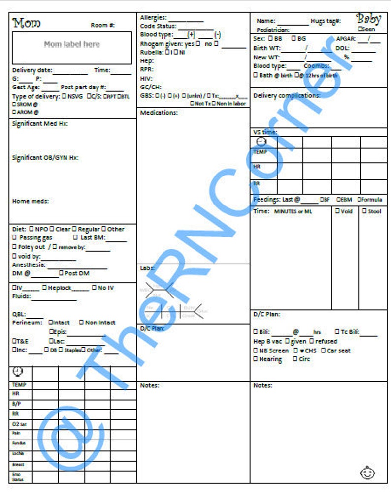Mother and Baby Report Sheet – One Couplet - Etsy
