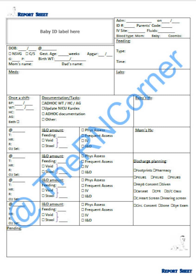 NICU Report Sheet – One Patient - Etsy