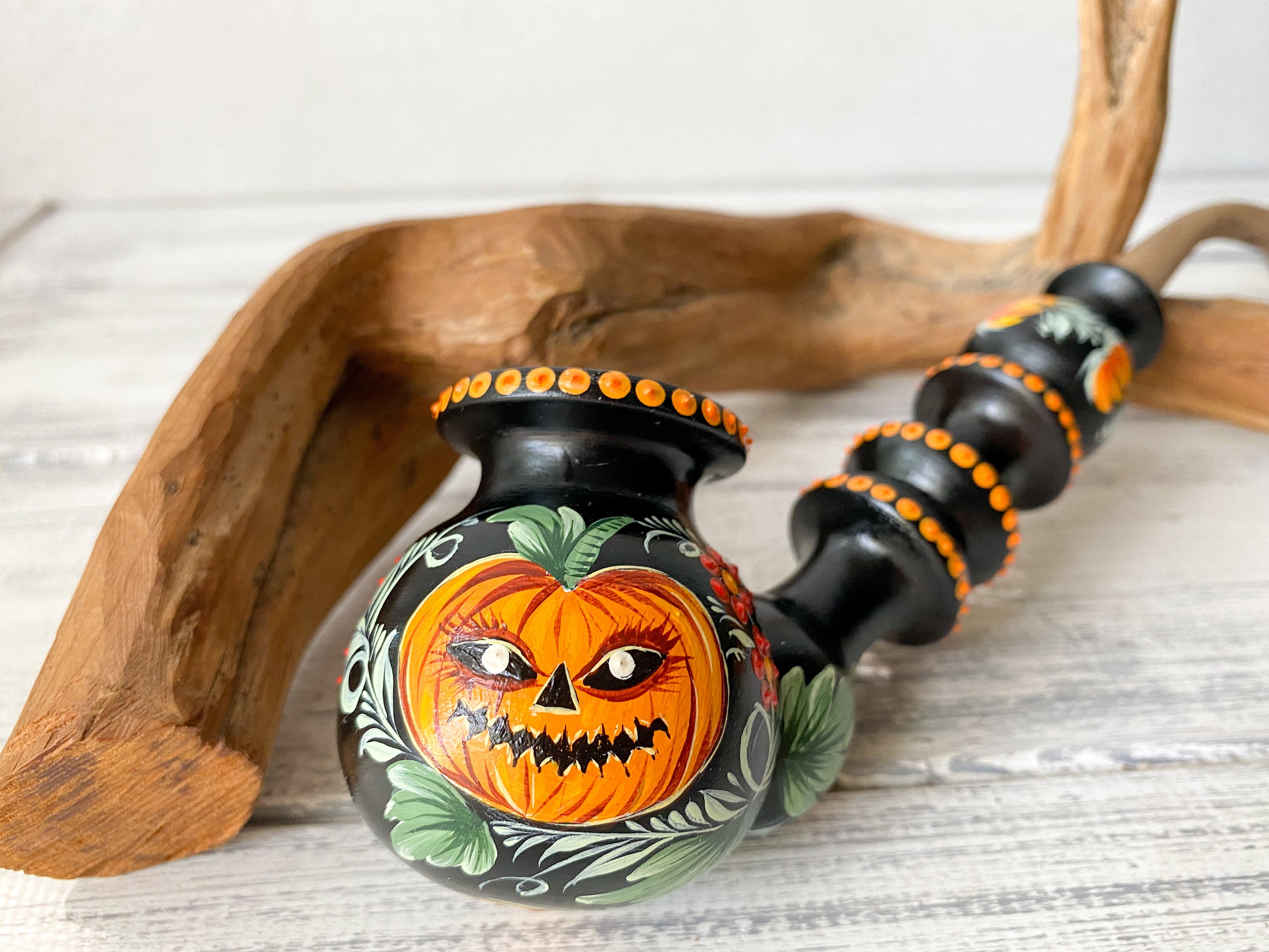 Ghost Smoking Pipe, Halloween Pipe, Churchwarden Pipe, Wooden Tobacco ...