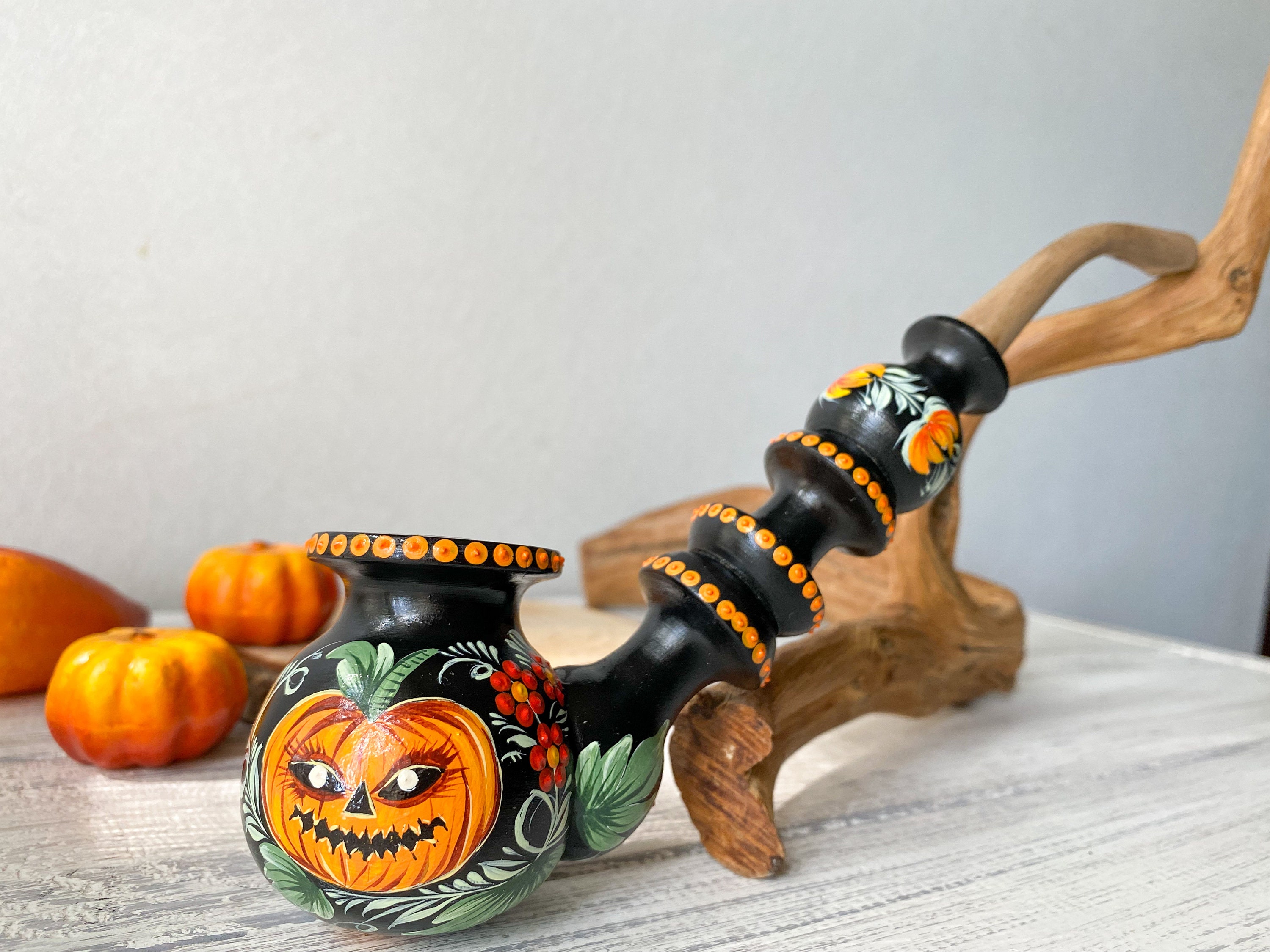 Ghost Smoking Pipe, Halloween Pipe, Churchwarden Pipe, Wooden Tobacco ...