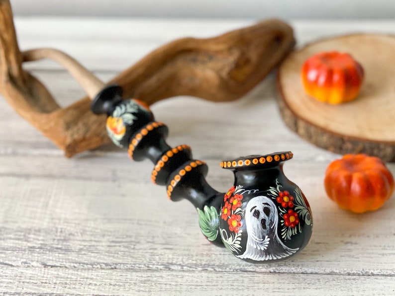 Ghost Smoking Pipe, Halloween Pipe, Churchwarden Pipe, Wooden Tobacco ...