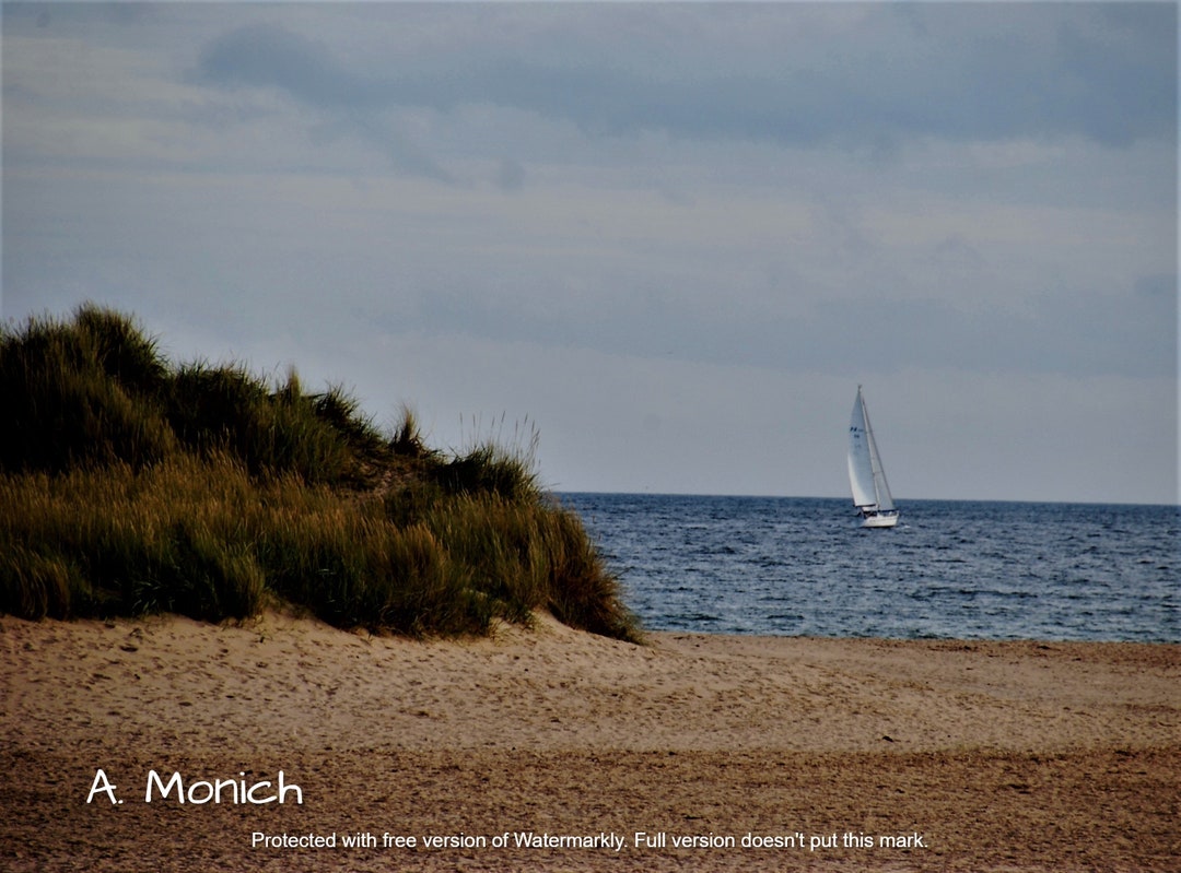 Beach Photo, Ocean Photo, North Sea Photography, Sailboat Print ...