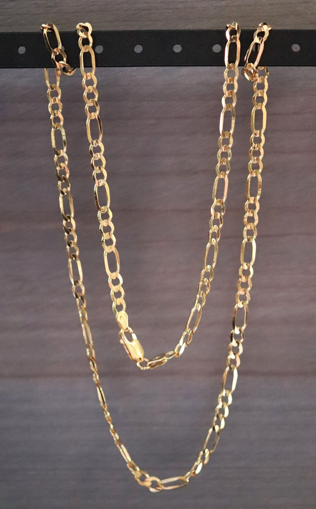 Real Gold Men's 18K Yellow Gold 4.2mm Figaro Link Chain Necklace ...