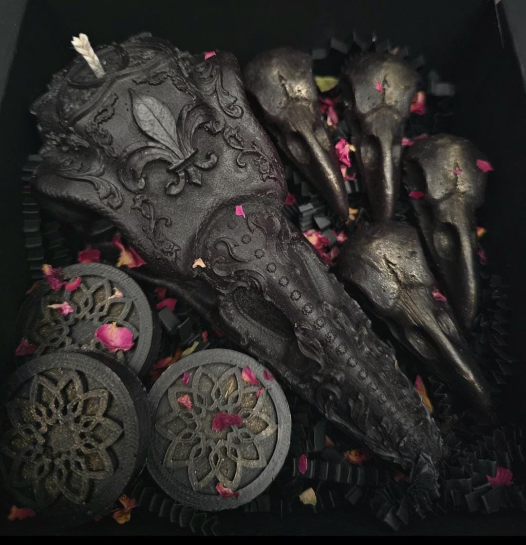 Prophecy Raven Skull Ornate Gothic Candle & Wax Melt Giftset (new ...