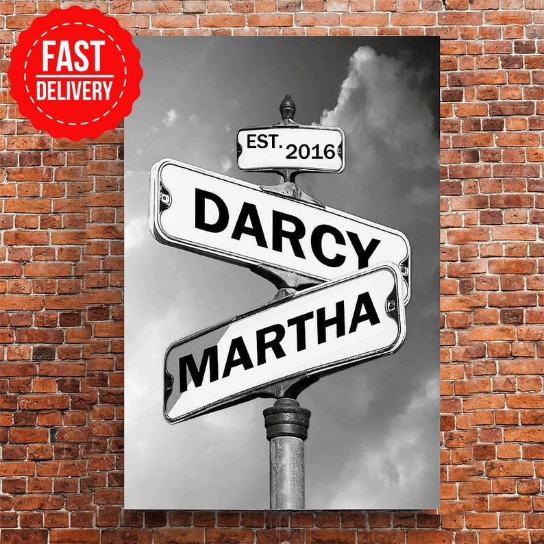 Personalized Name Vintage Street Sign Canvas Print Custom Etsy UK