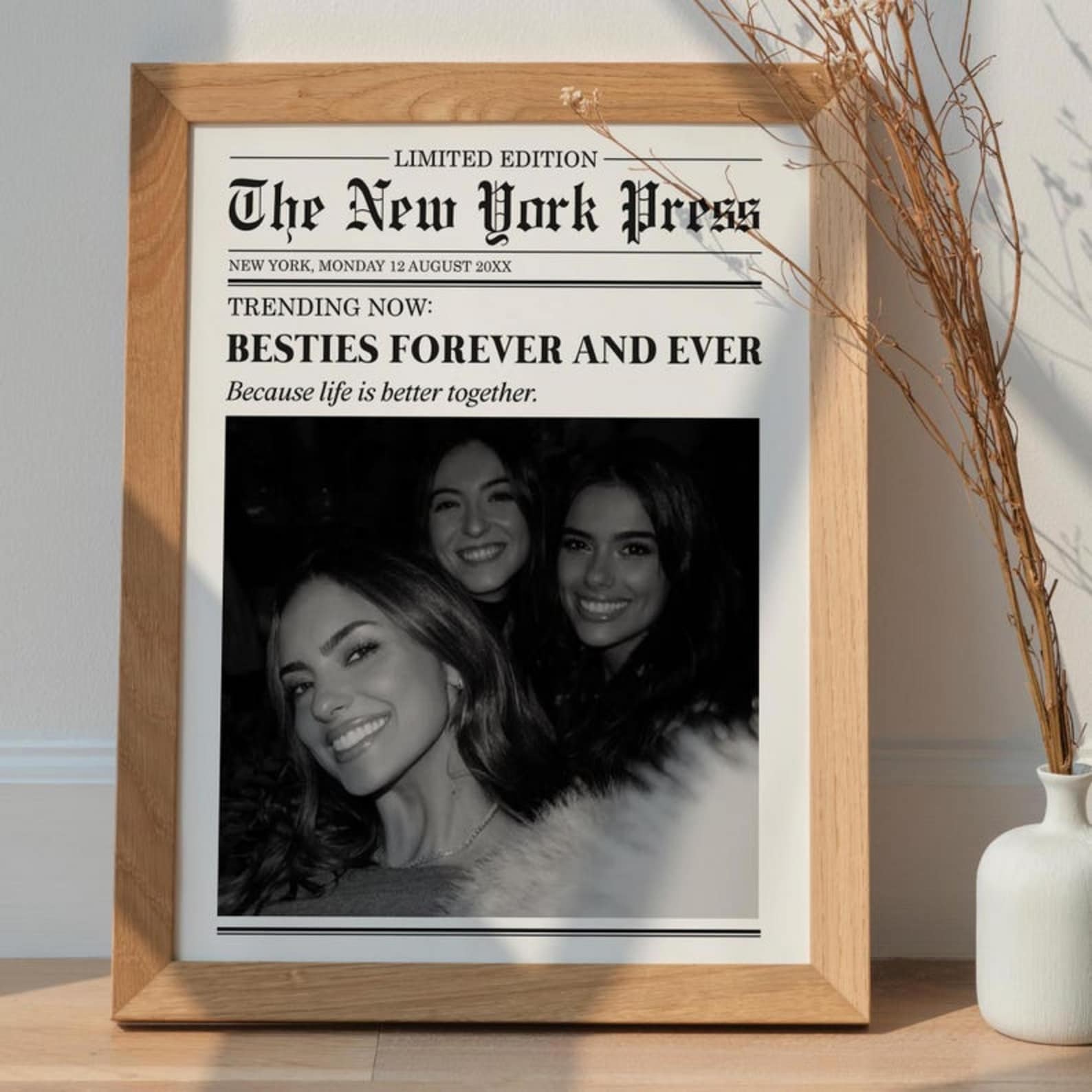 Custom Newspaper Print, Custom Friendship Wall Art, College Dorm, Gift ...