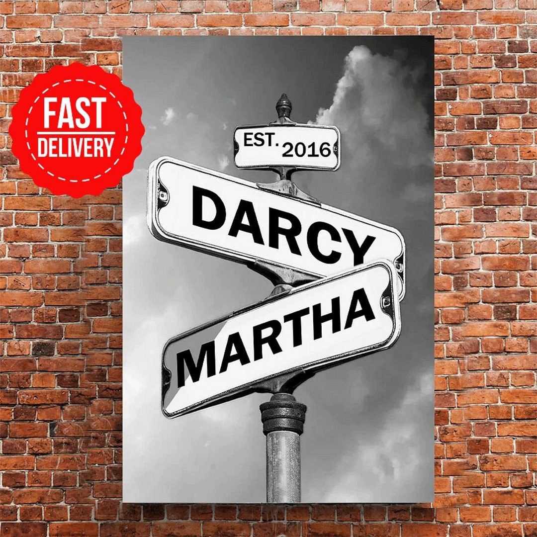Personalized Name Vintage Street Sign Canvas Print, Custom Name ...