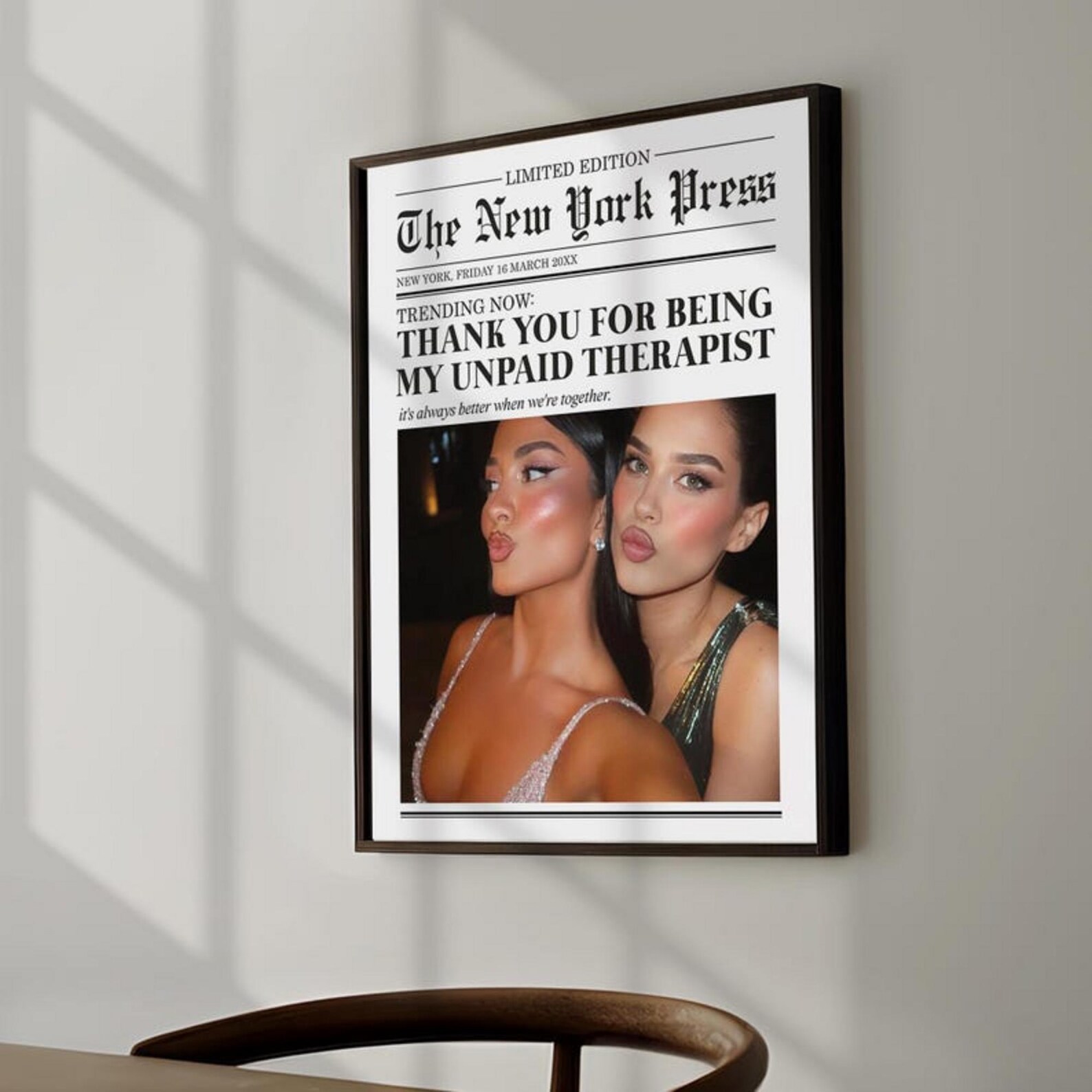 Custom Newspaper Print, Custom Friendship Wall Art, College Dorm, Gift ...