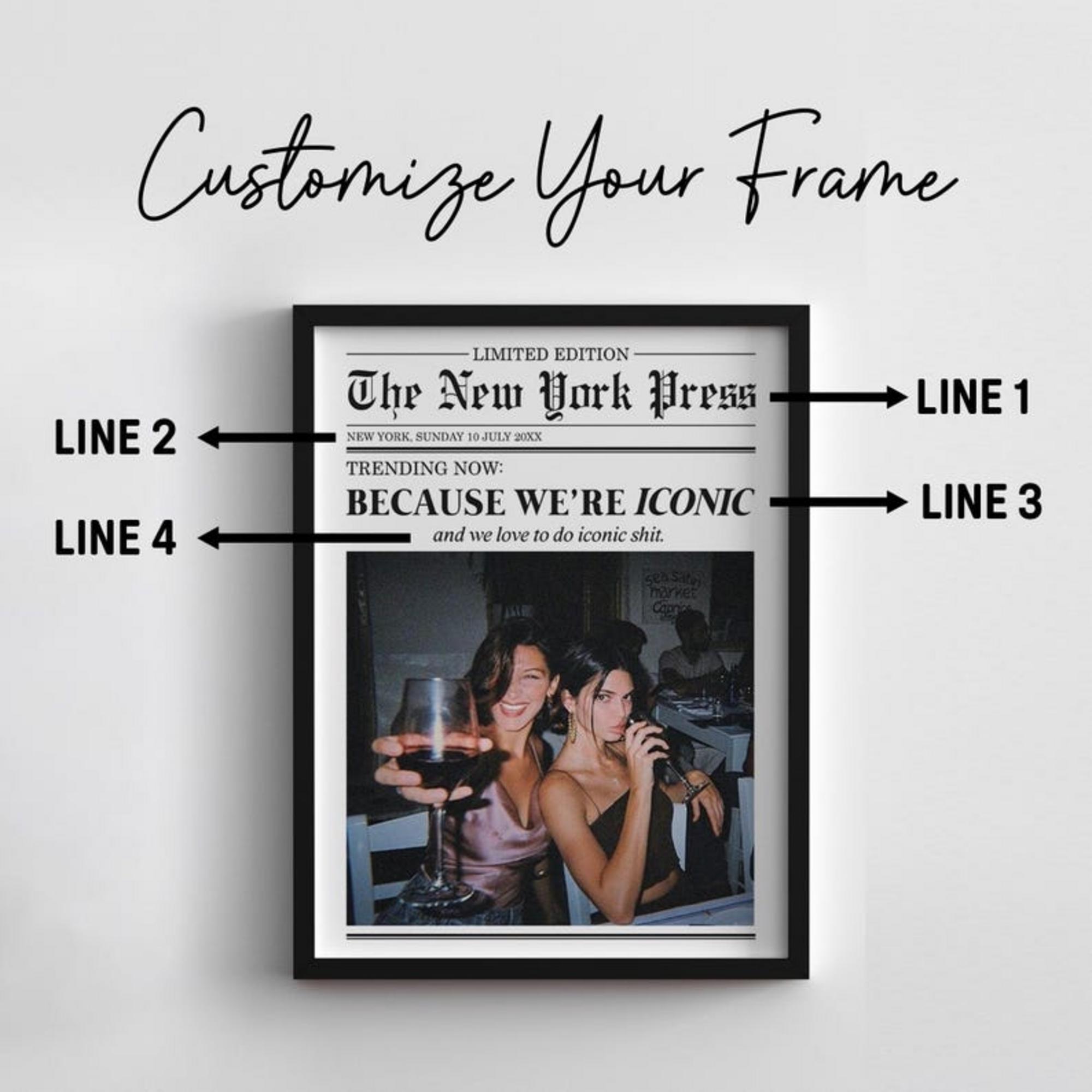 Custom Newspaper Print, Custom Friendship Wall Art, College Dorm, Gift ...