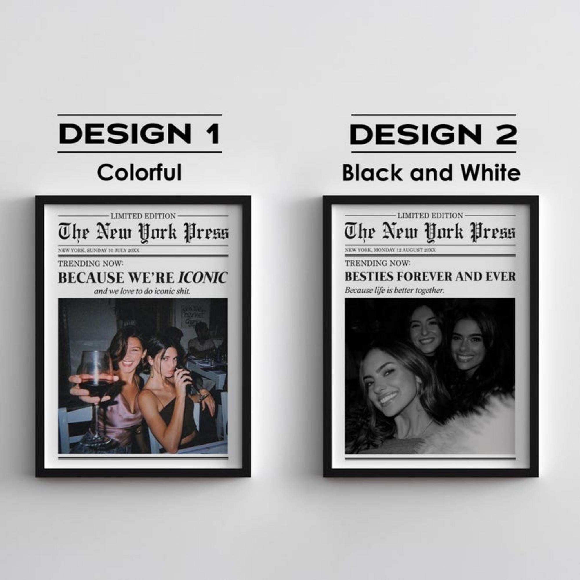 Custom Newspaper Print, Custom Friendship Wall Art, College Dorm, Gift ...