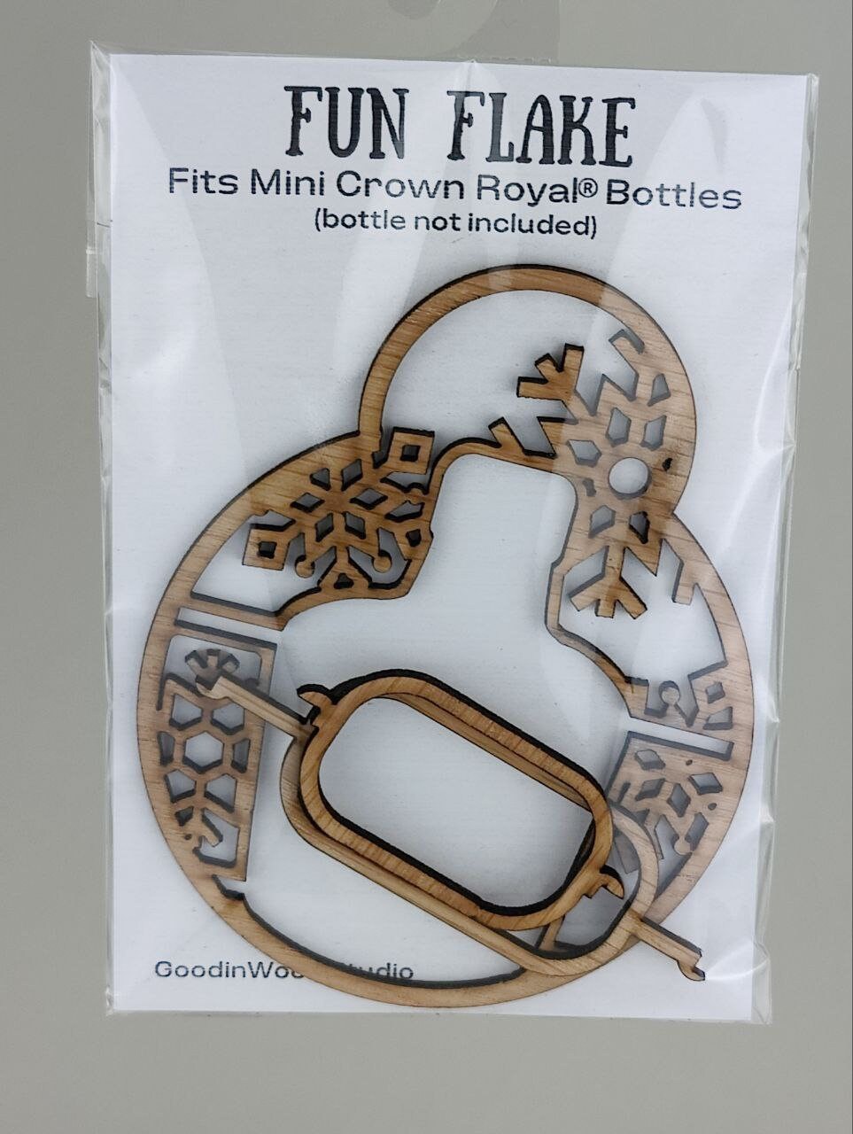 FUN FLAKE Laser Cut Ornament That Holds a Round Mini Liquor Bottle - Etsy