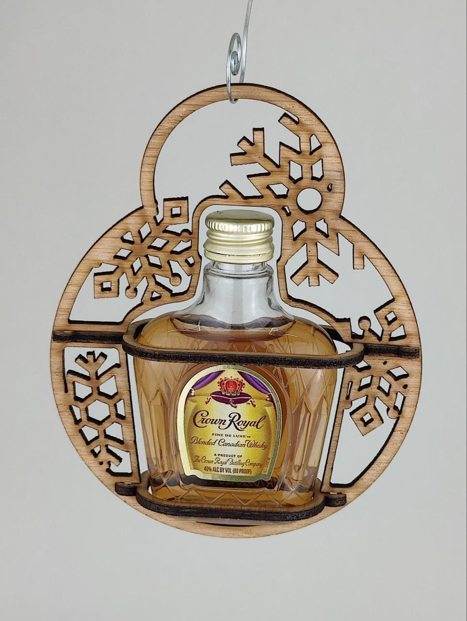 FUN FLAKE Laser Cut Ornament That Holds a Round Mini Liquor Bottle - Etsy