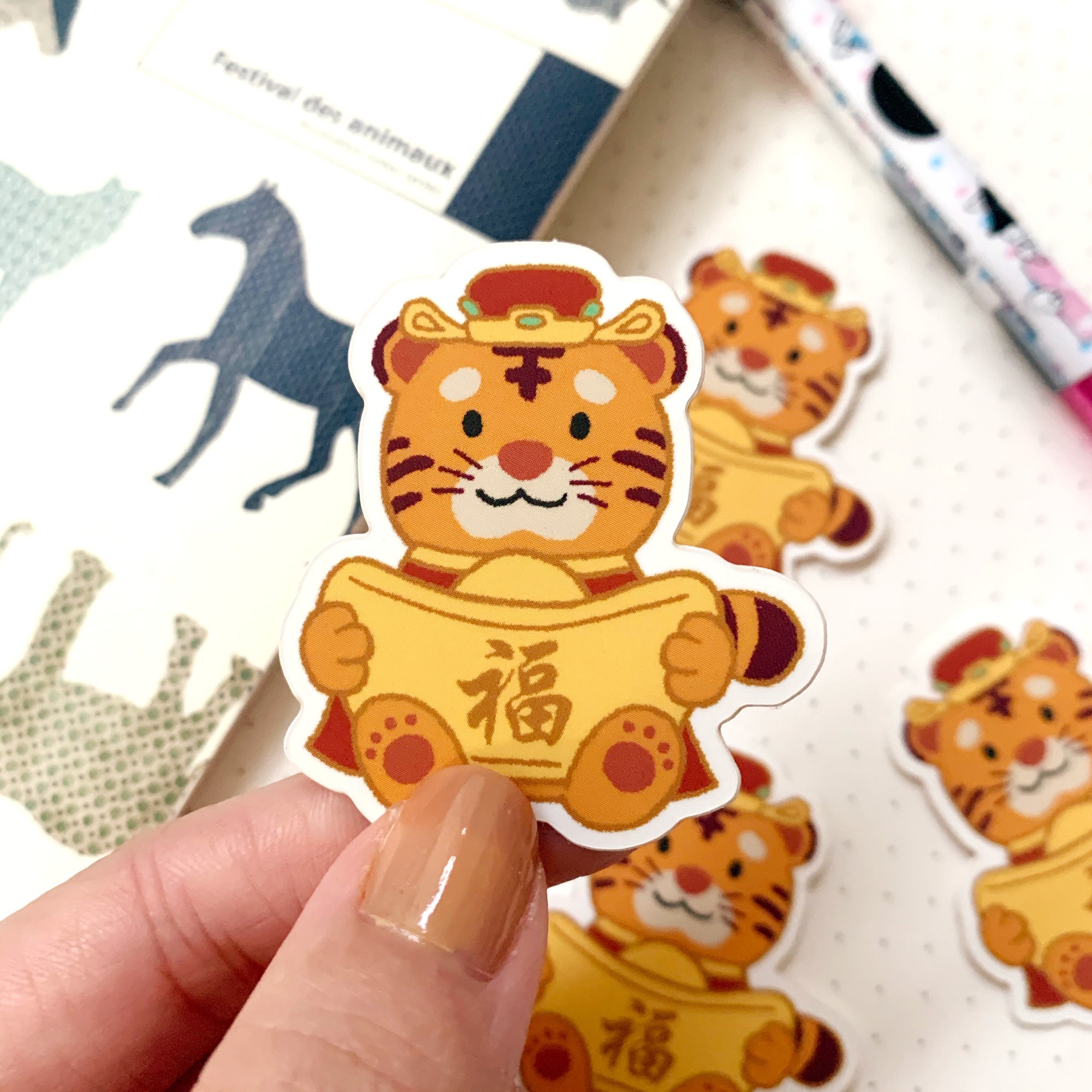 Chinese Lunar New Year of the Tiger 2022 Set of 3 Stickers Lion Dance ...