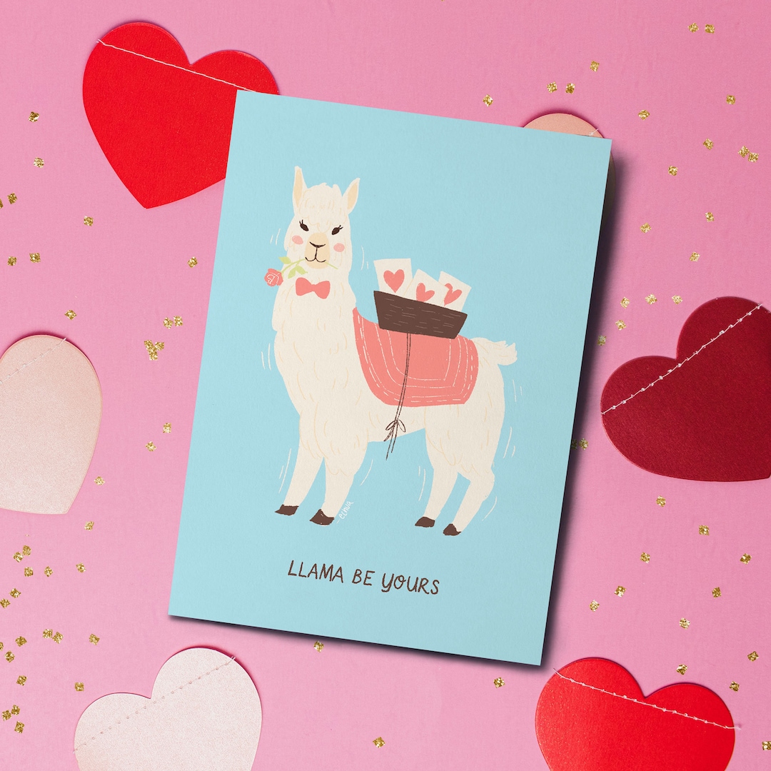 Cute Llama Valentine's Day Greeting Card - Etsy