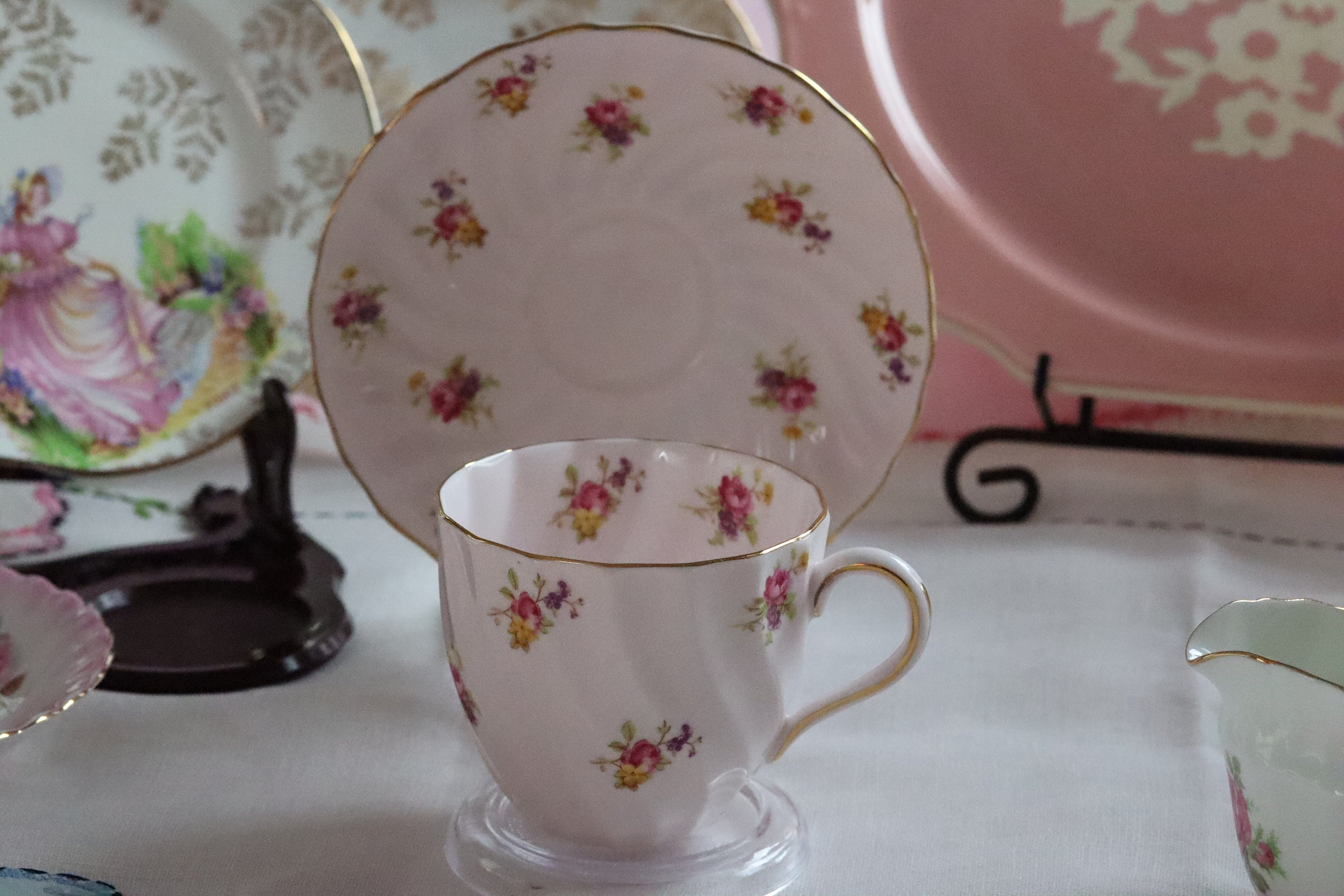 Vintage, Mismatched Tea Set in Pink - Etsy