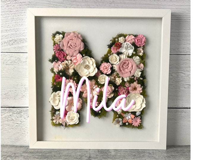 Flower Name Sign, Initial Flower, Decorative Floral Letter Shadowbox ...