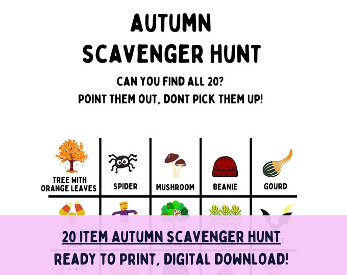 Autumn Time Scavenger Hunt for Kids, Outdoor Fall Toddler Printable ...