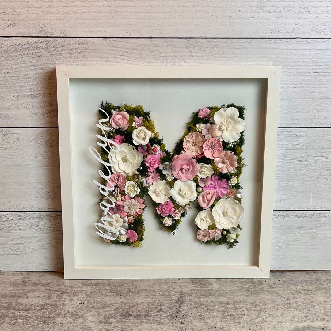 Flower Name Sign, Initial Flower, Decorative Floral Letter Shadowbox ...