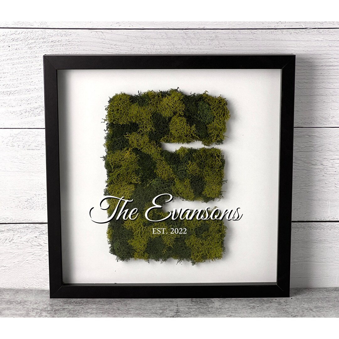 Framed Moss Letter Monogram 8 Inch Moss Letter Moss Initial - Etsy