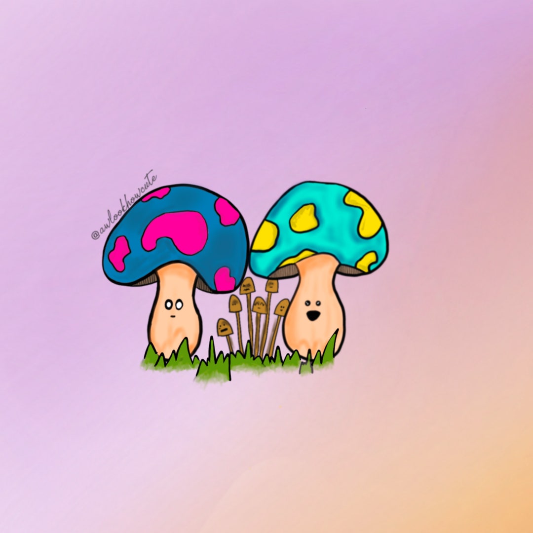 Happy Mushroom Drawing, Cute Shroom Art, Cartoon Mushrooms, Mushroom ...