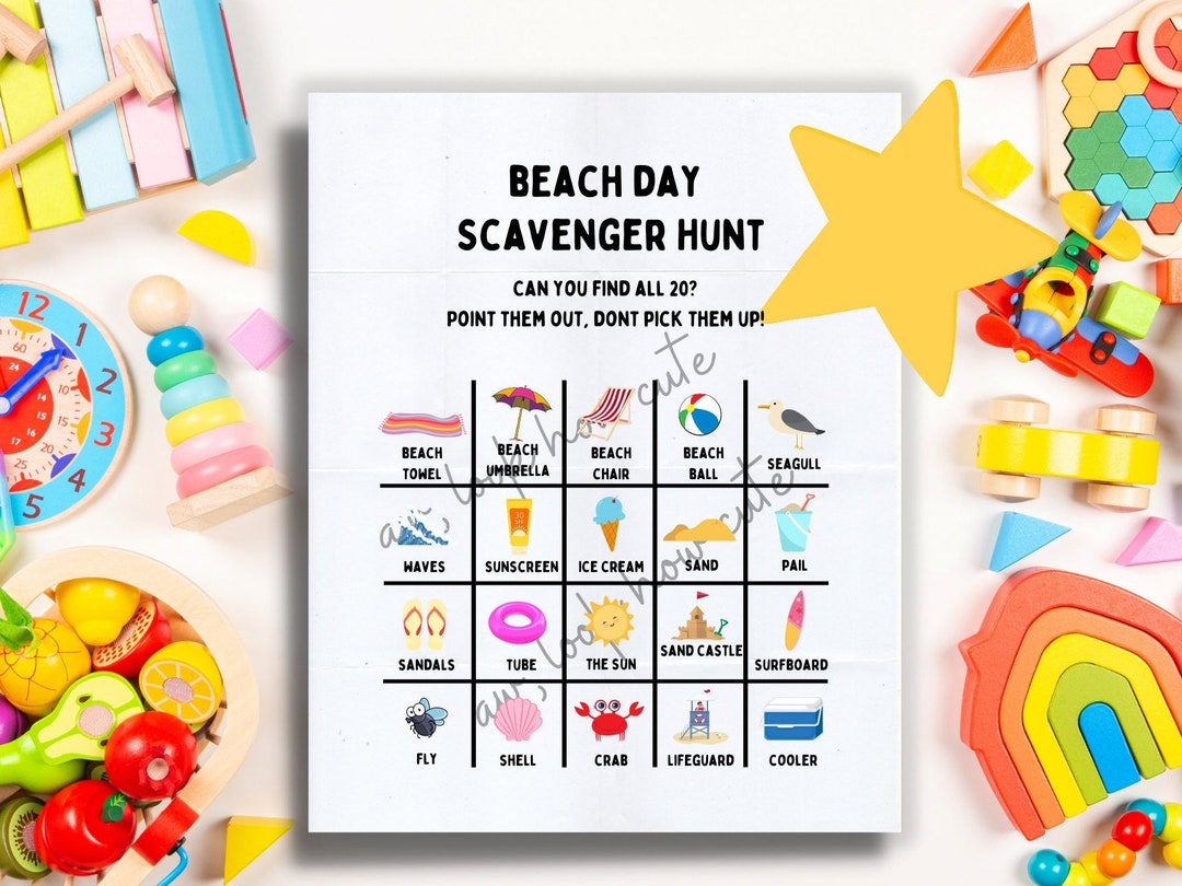 Beach Day Scavenger Hunt for Kids Toddler Beach Activity - Etsy