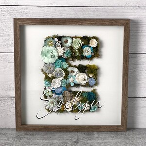Flower Name Sign, Initial Flower, Decorative Floral Letter Shadowbox Monogram, Framed Floral ...