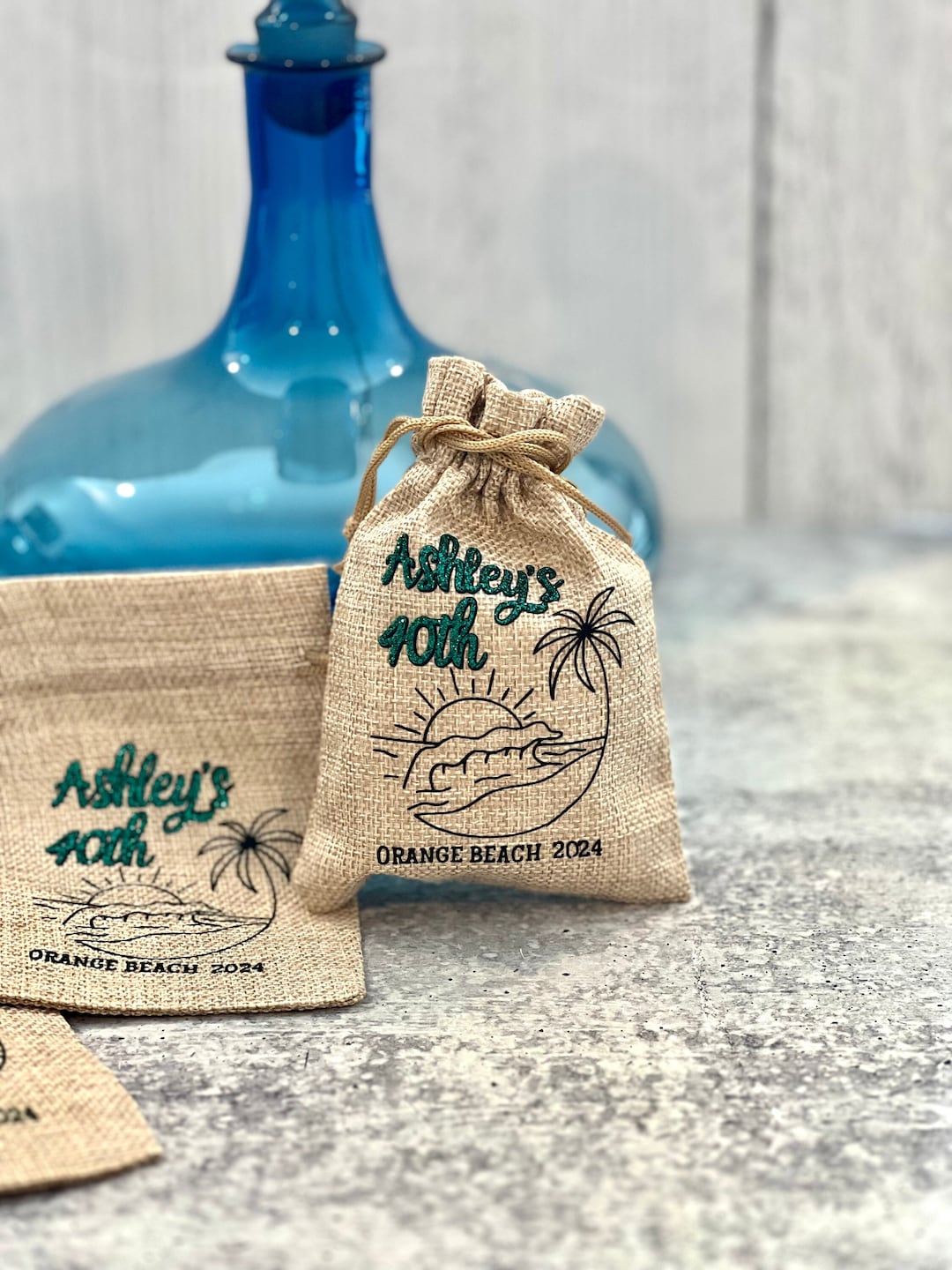 Personalized Small Canvas Drawstring Favor Bag, Custom Party Favor Bag ...