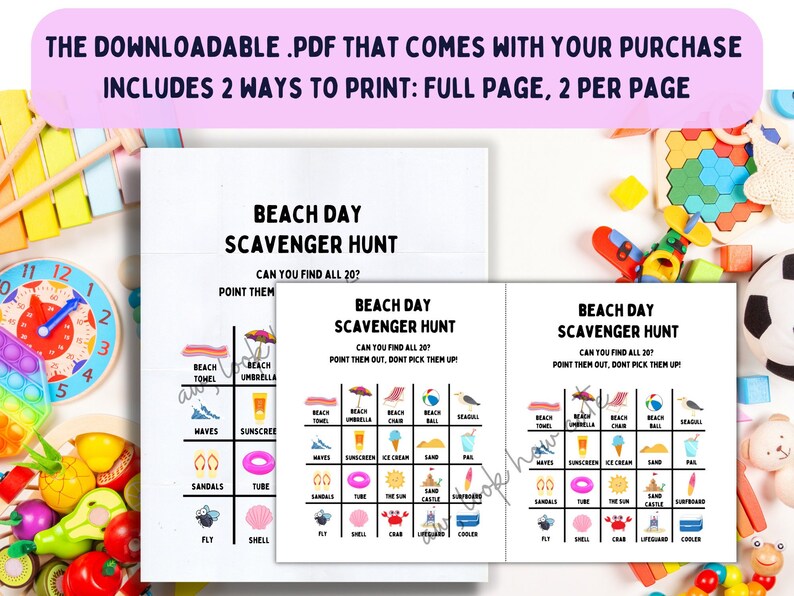 Beach Day Scavenger Hunt for Kids Toddler Beach Activity - Etsy