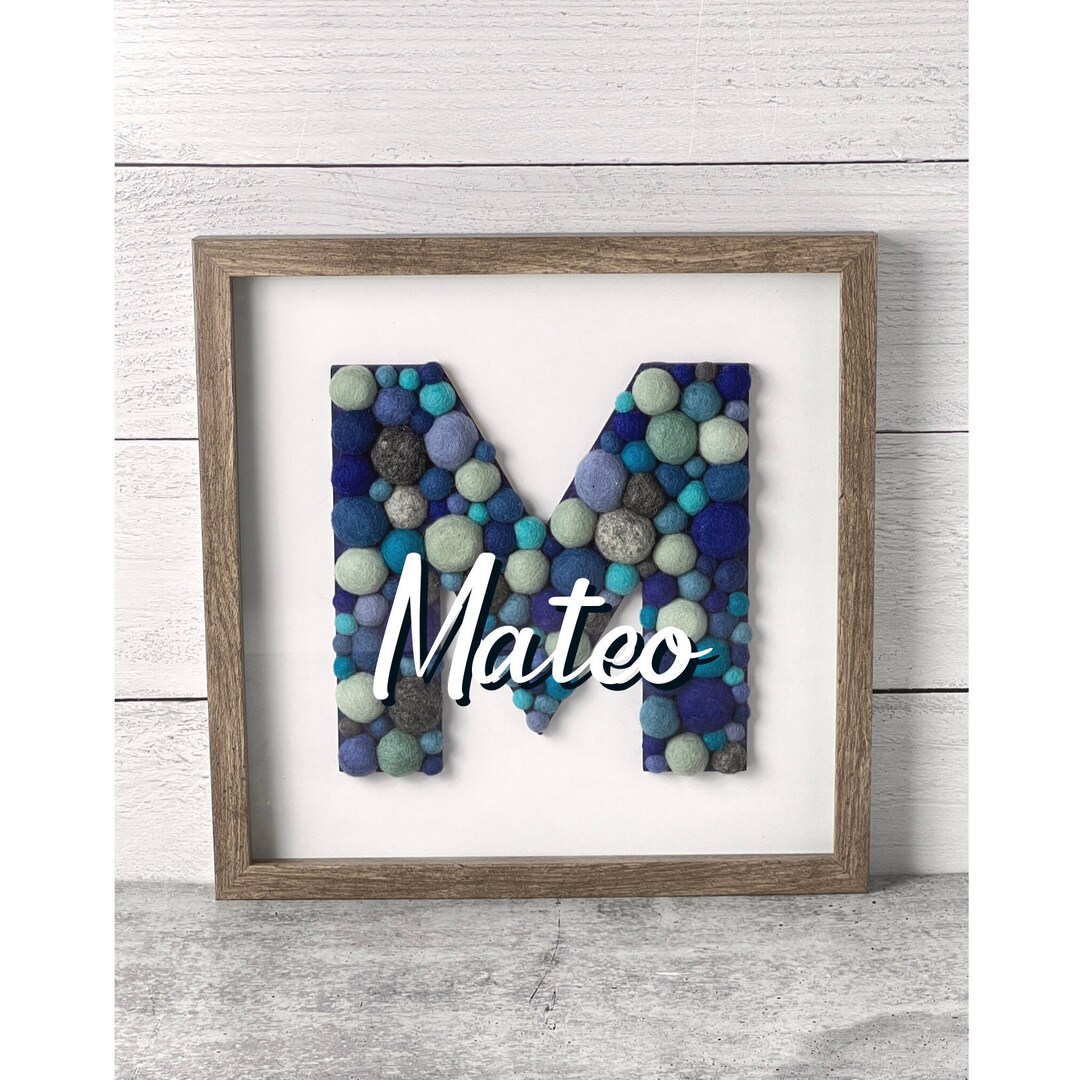 Decorative Letter Shadowbox Custom Name Sign Felt Ball - Etsy