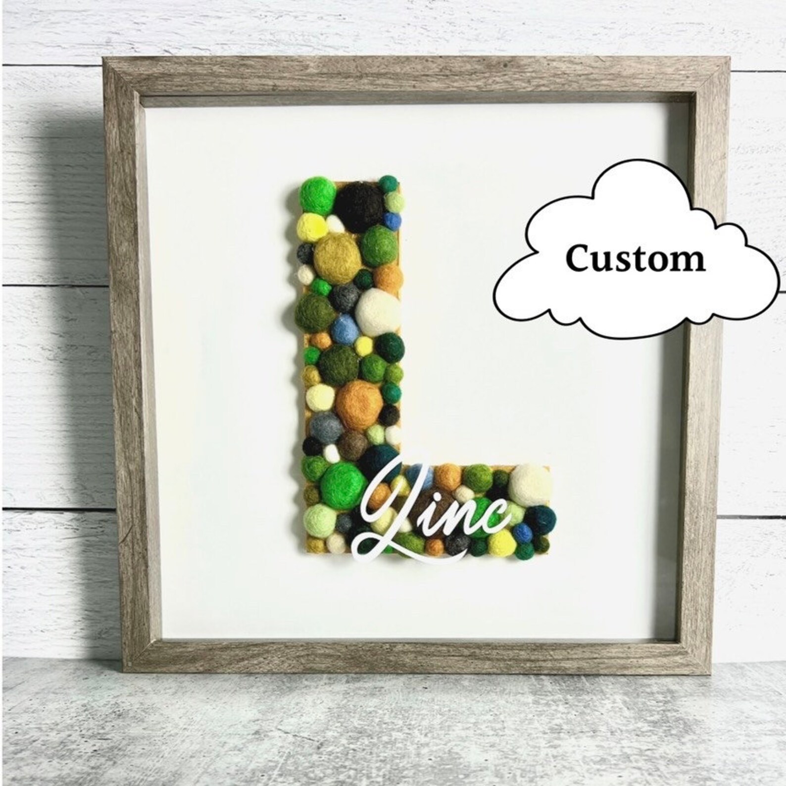 Decorative Letter Shadowbox Custom Name Sign Felt Ball - Etsy