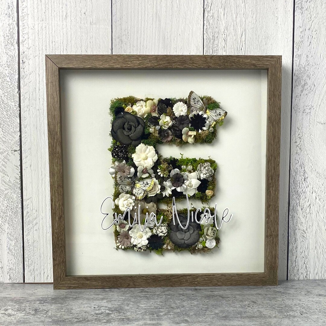 Custom Floral Name Sign With Personalized Letter and Text - Etsy