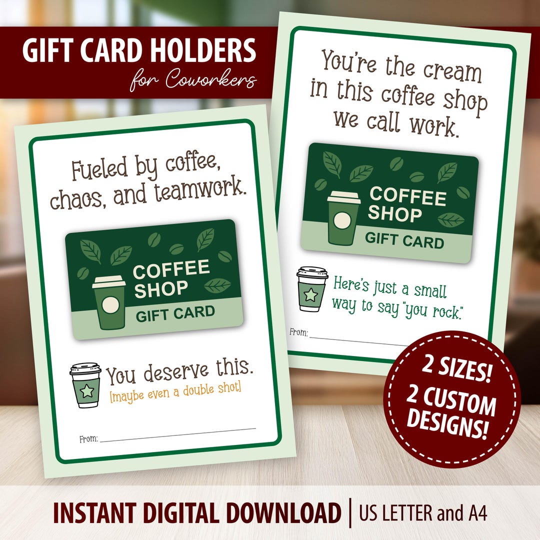 Coffee Gift Card Holder Printable for Coworkers; Funny Work ...