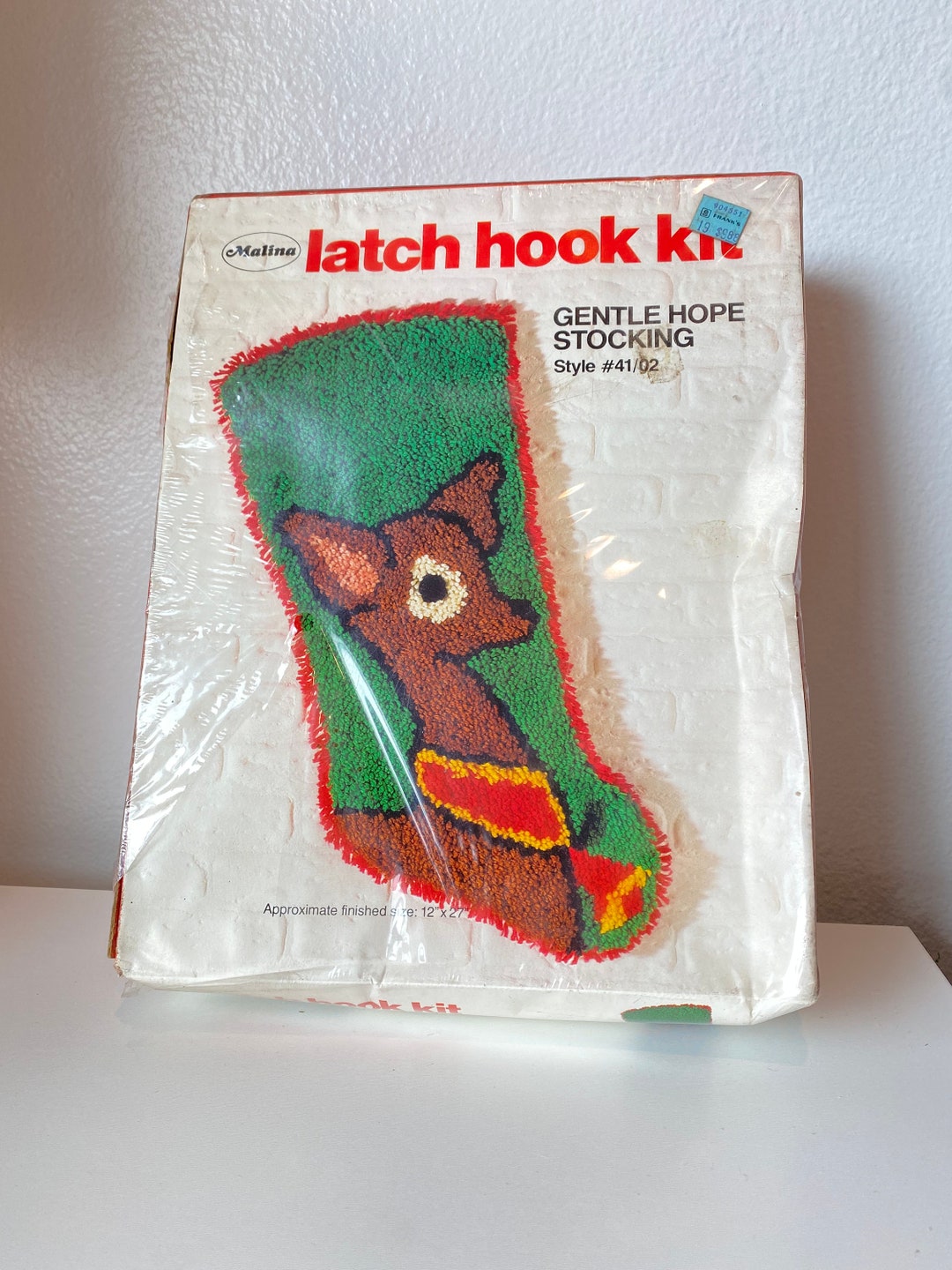 New Old Stock Vintage Christmas Reindeer Latch Hook Stocking - Etsy