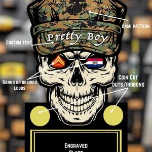 Personalized Military Skull Plaque: Award, PCS, Retirement, Promotion ...