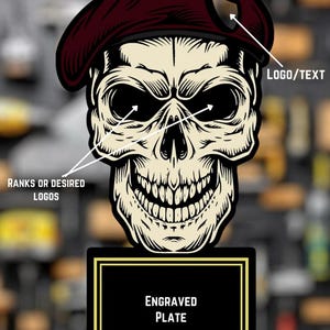 Personalized Military Skull Plaque: Award, PCS, Retirement, Promotion ...